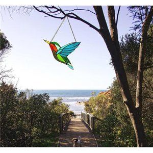Accents | Hummingbird Stained Glass Window Hangings Birds Stained Glass ...